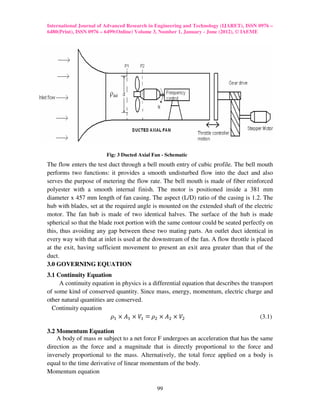 Modeling and simulation of ducted axial fan for one dimensional flow ...