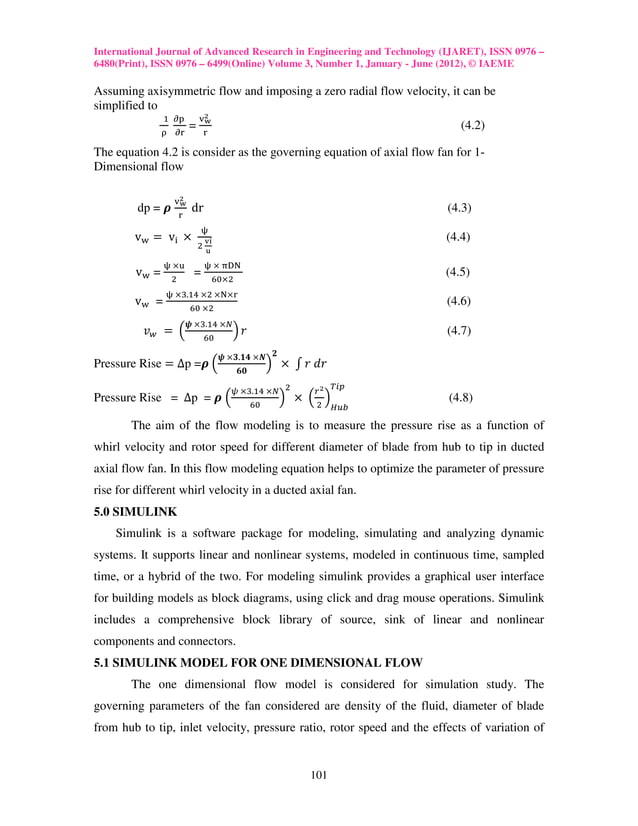 Modeling and simulation of ducted axial fan for one dimensional flow | PDF | Physics | Science