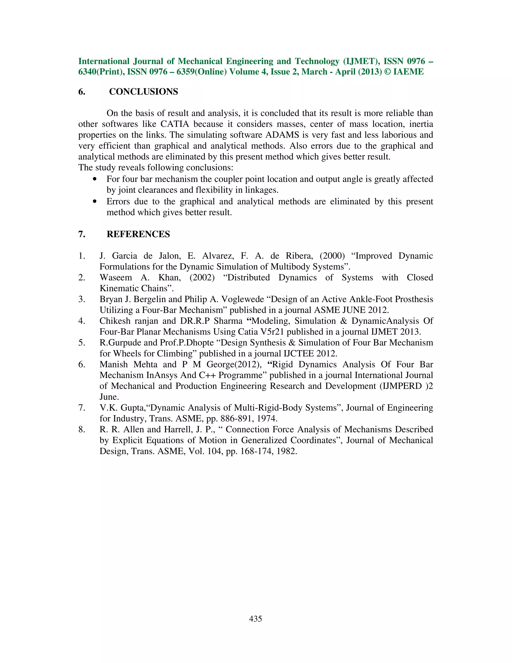Modeling and simulation of four bar planar mechanisms using adams | PDF