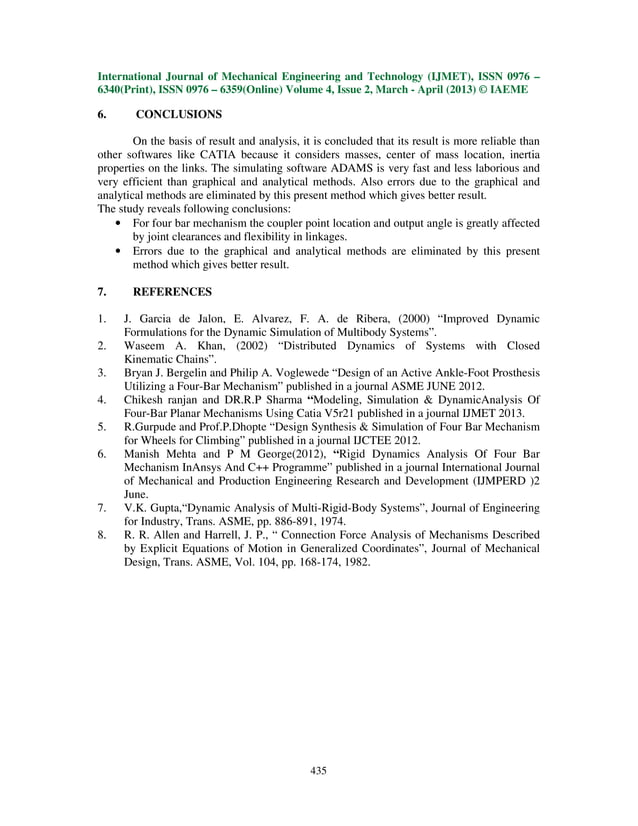 Modeling and simulation of four bar planar mechanisms using adams | PDF