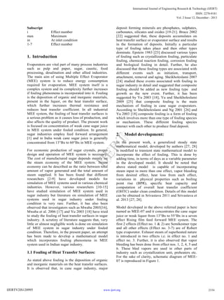 Modeling and simulation of mee system under fouling condition | PDF