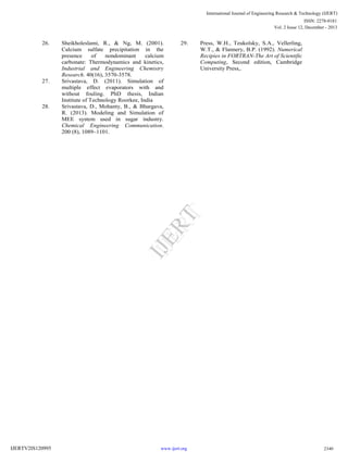 Modeling and simulation of mee system under fouling condition | PDF