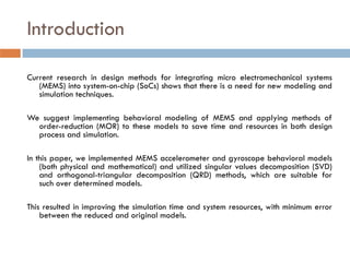 Modeling and simulation of MEMS | PPT
