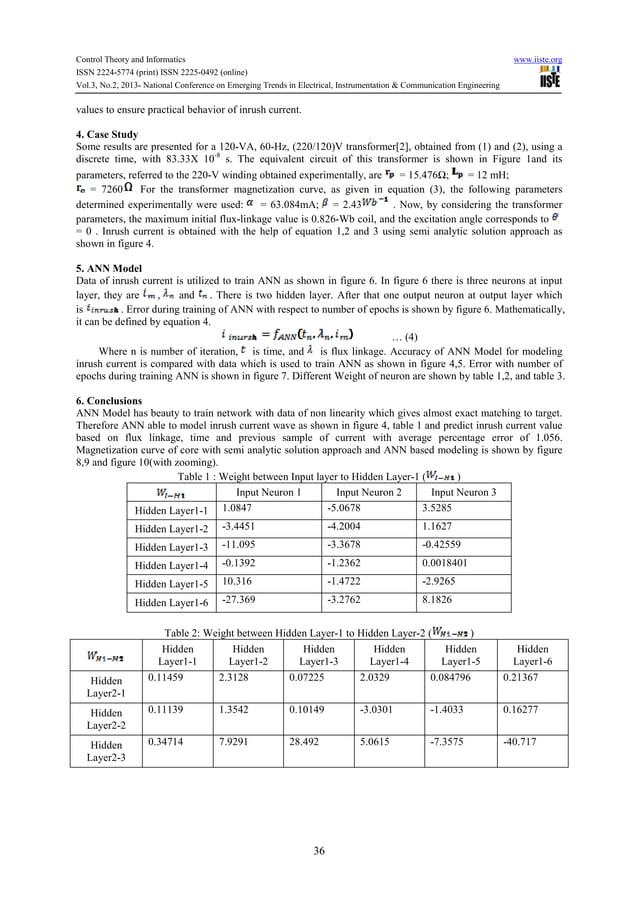 Modeling and simulation of single phase transformer inrush current using neural network | PDF