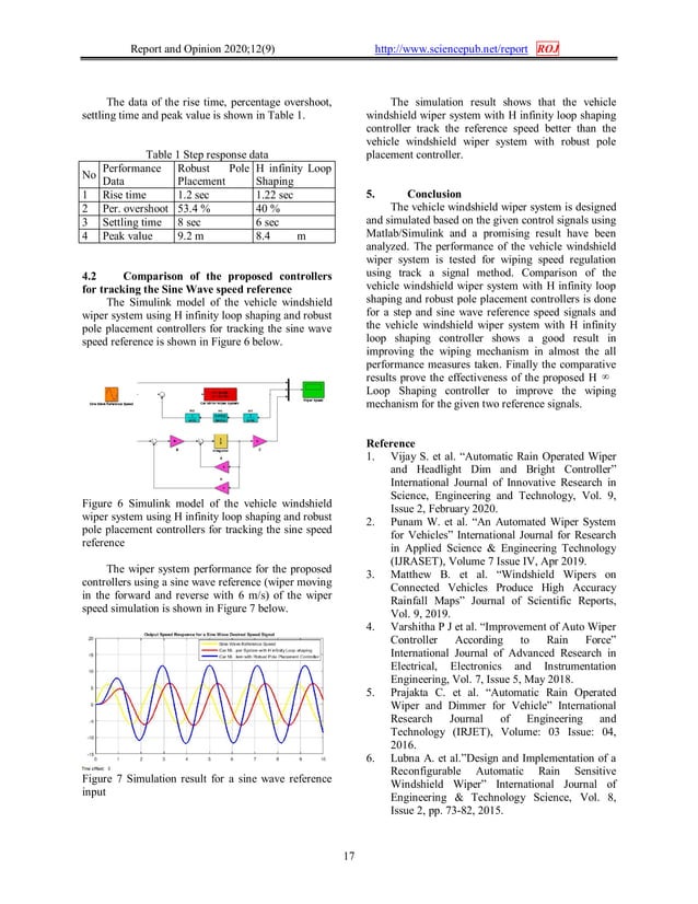 Modeling and simulation of vehicle windshield wiper system using h infinity loop shaping and ...