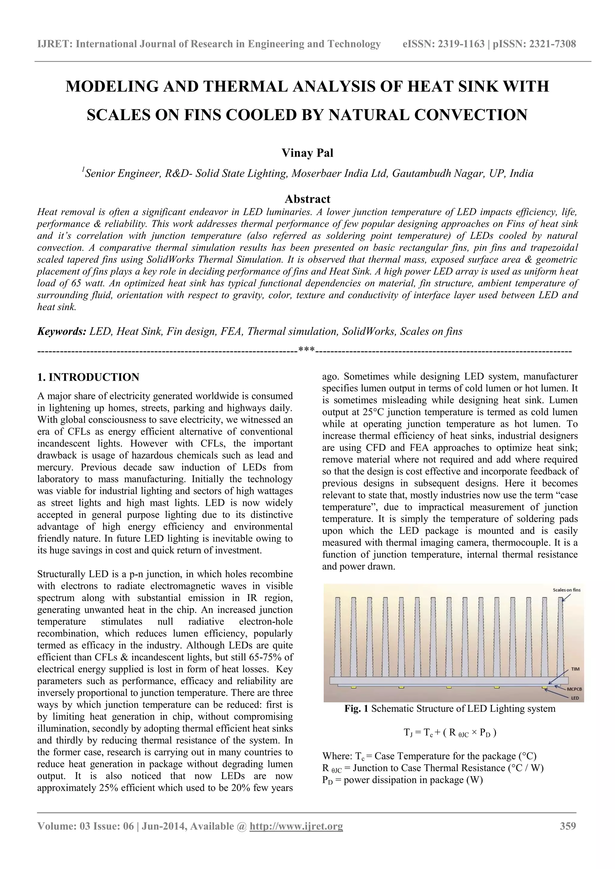 Modeling and thermal analysis of heat sink with scales on fins cooled by natural convection | PDF