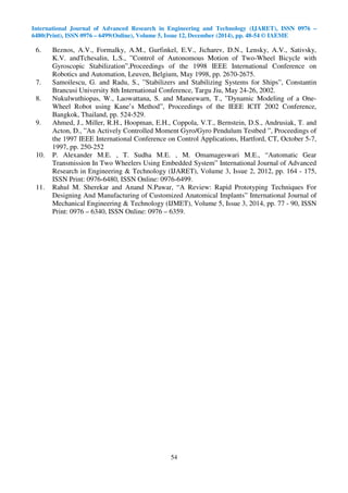 Modeling and validation of prototype of self stabilizing two wheeler ...
