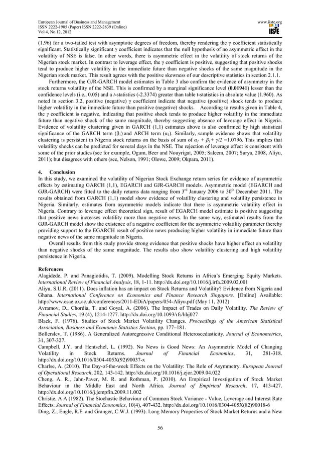 Modeling asymmetric volatility in the nigerian stock exchange | PDF