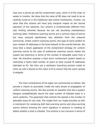 Modeling & automated containment of worms(synopsis) | DOC