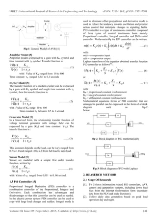 Modeling control of automatic voltage regulator with proportional ...