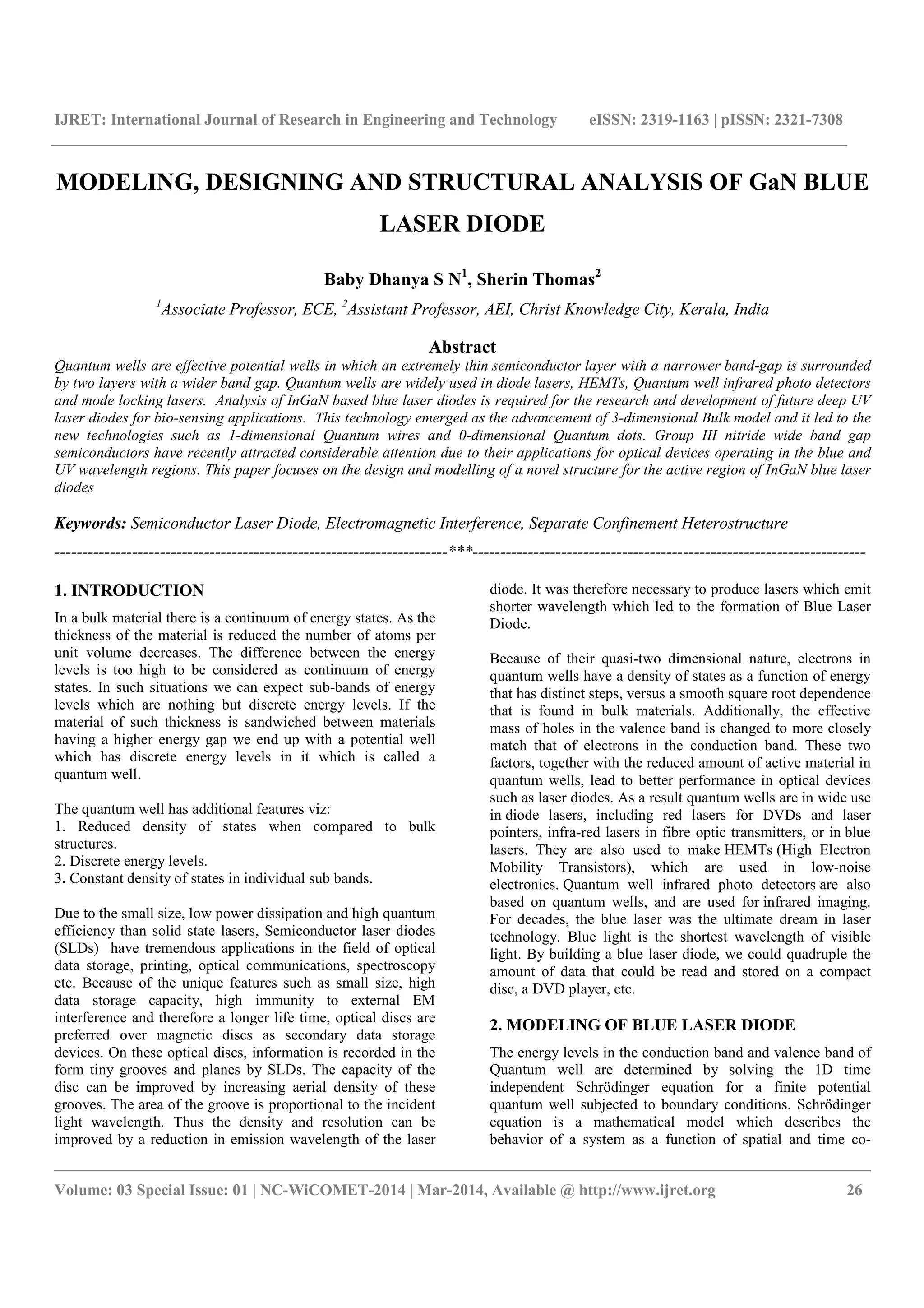 Modeling, designing and structural analysis of ga n blue | PDF