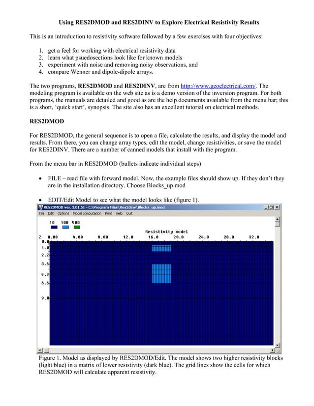 Modeling electrical resistivity with res2 dmod | PDF