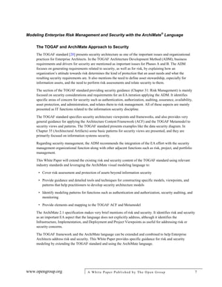 Modeling Enterprise Risk Management and Security with the ArchiMate Language | PDF