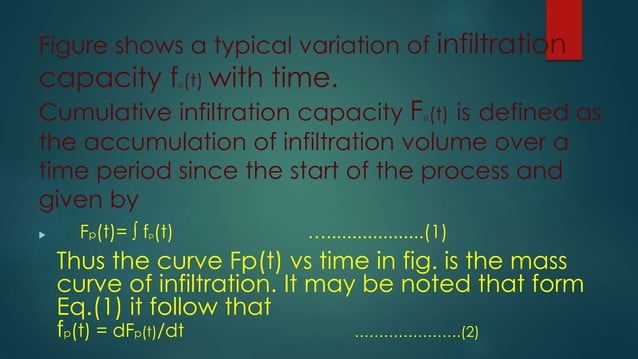 Modeling infiltration capacity in infiltration | PPTX | Physics | Science