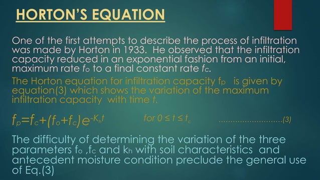 Modeling infiltration capacity in infiltration | PPTX | Physics | Science