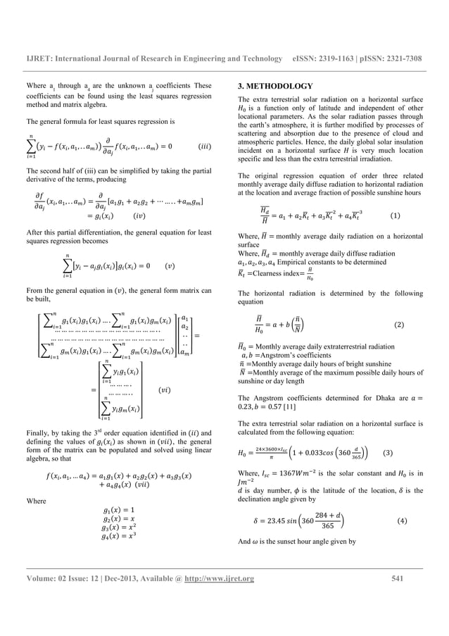 Modeling monthly average daily diffuse radiation for | PDF