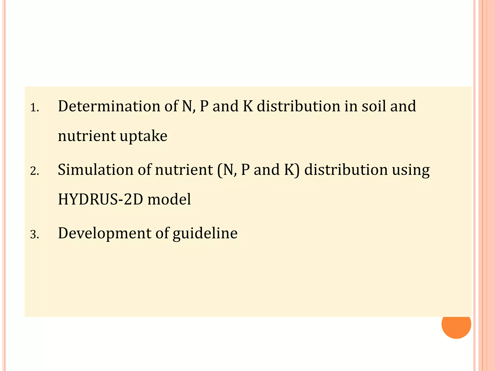 Modeling Nutrient Distribution Under Drip Fertigation | PPT
