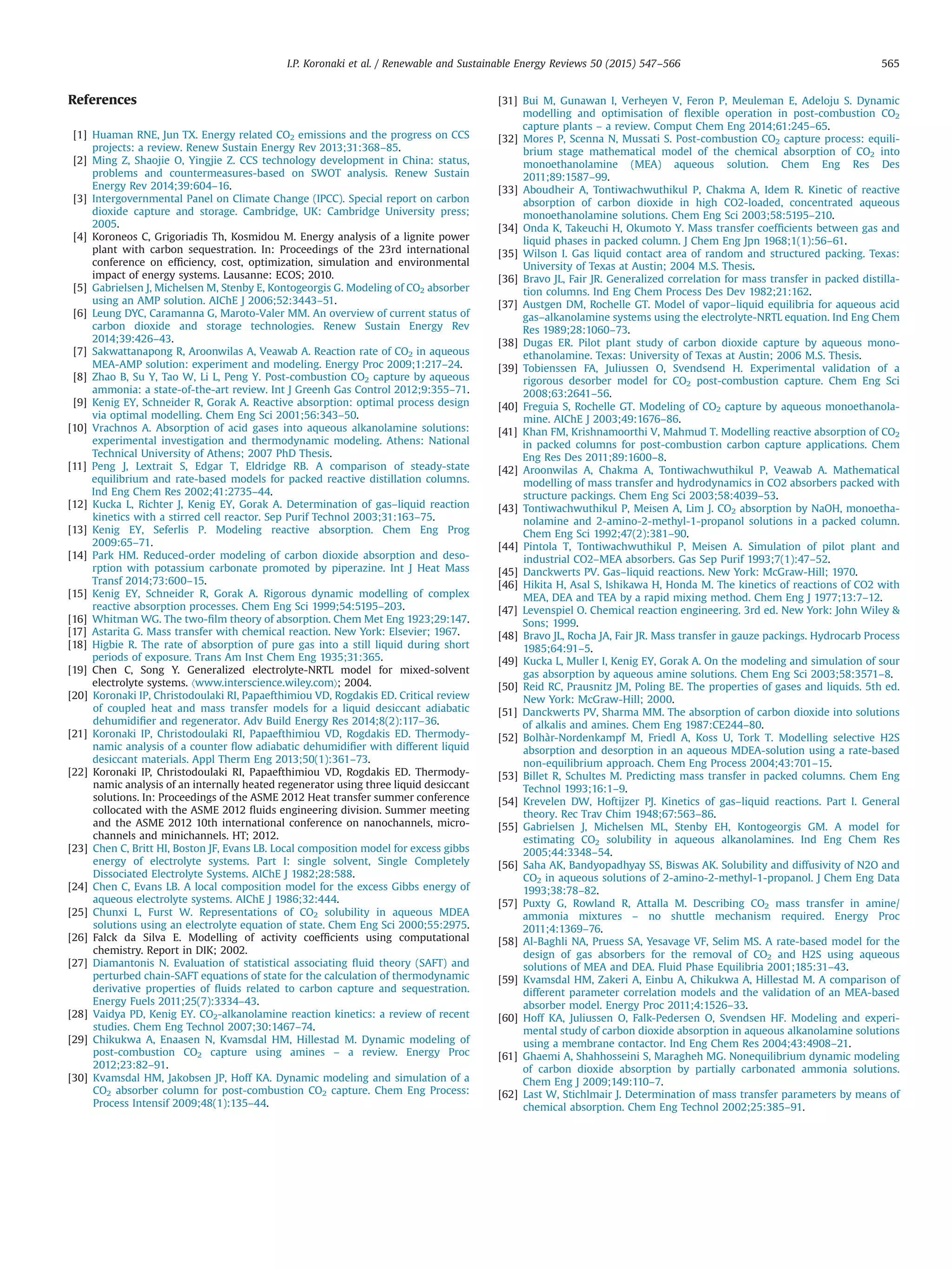 Modeling Of Co2 Capture Via Chemical Absorption Processes An