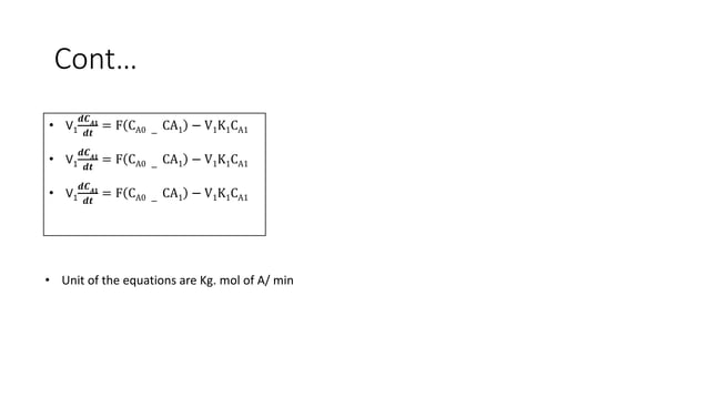 Modeling of constant holdup cstr | PPTX | Chemistry | Science