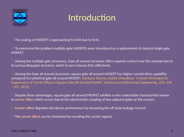 Modeling of Corner Effect in Multi-Gate MOSFET Devices.pptx | Physics ...