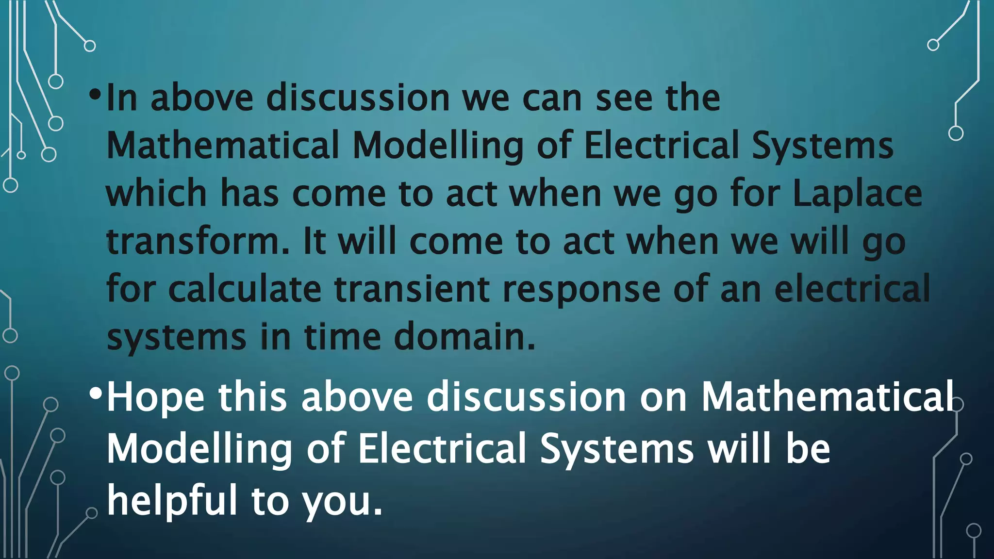Mathematical Modeling of electric circuit | PPTX | Physics | Science