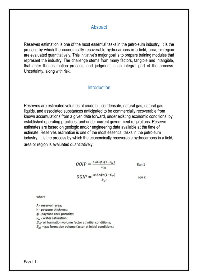 Modeling of OIIP estimation | PDF | Business Accounting & Finance ...