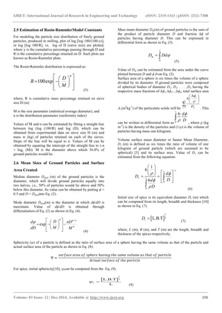 Modeling of size reduction, particle size analysis and flow characterisation of spice powders ...