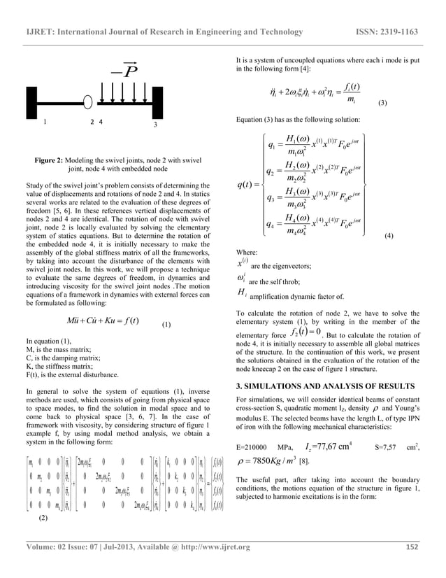 Modeling of the damped oscillations of the viscous beams structures with swivel joints for ...