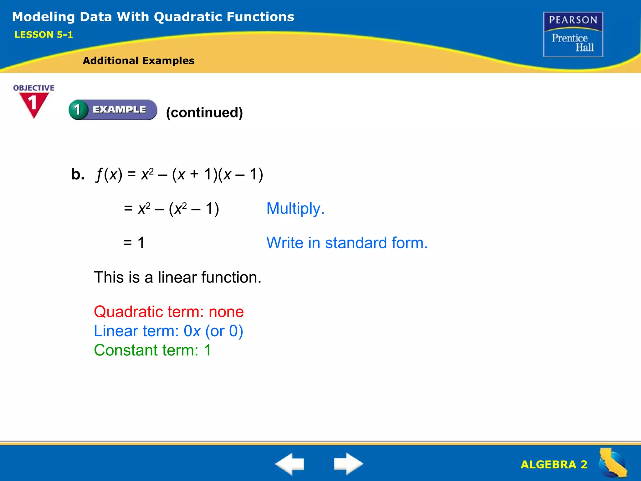 Modeling quadratic fxns | PPT