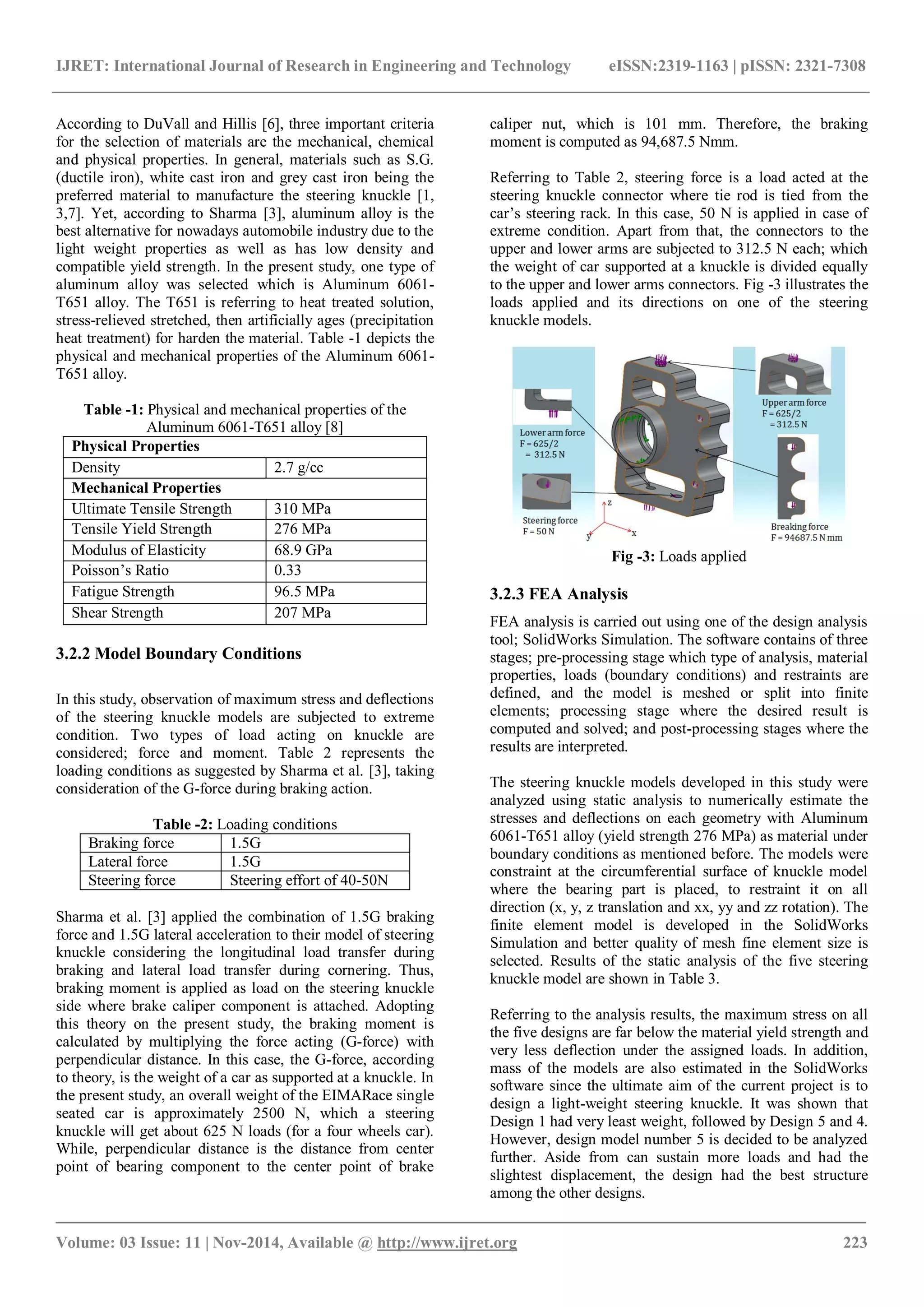 Modeling, simulation and optimization analysis of steering knuckle ...