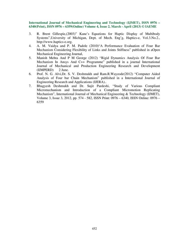 Modeling Simulation And Dynamic Analysis Of Four Bar Planar Pdf