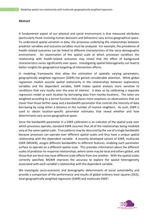 Modeling spatial non-stationarity with multiscale geographically weighted regression | PDF