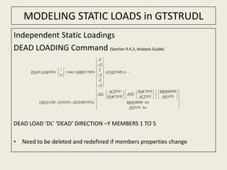 Modeling static loads in gtstrudl | PPTX