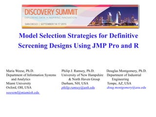Modeling strategies for definitive screening designs using jmp and r | PPTX