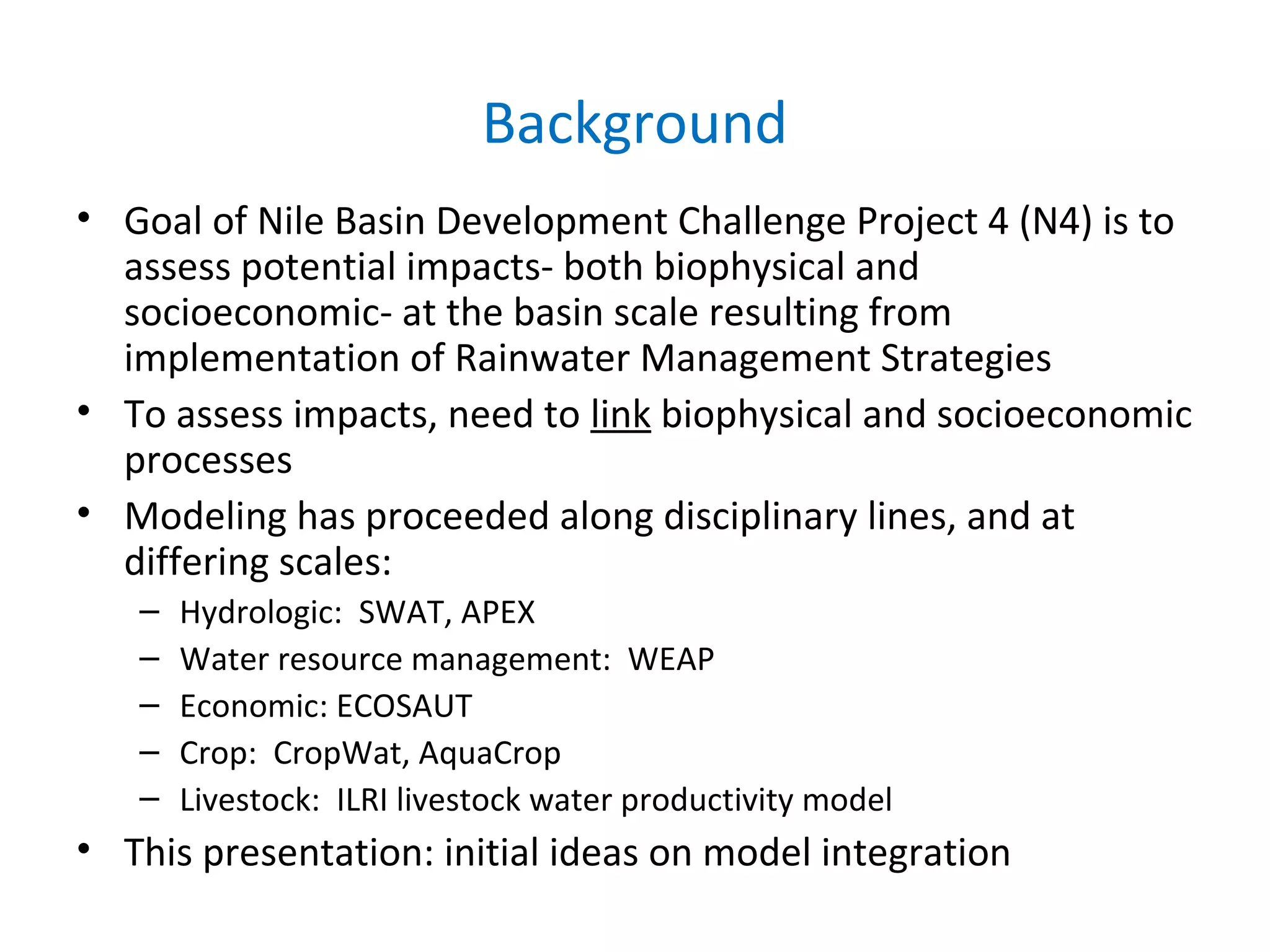 Integrating biophysical and socioeconomic model outputs | PPT