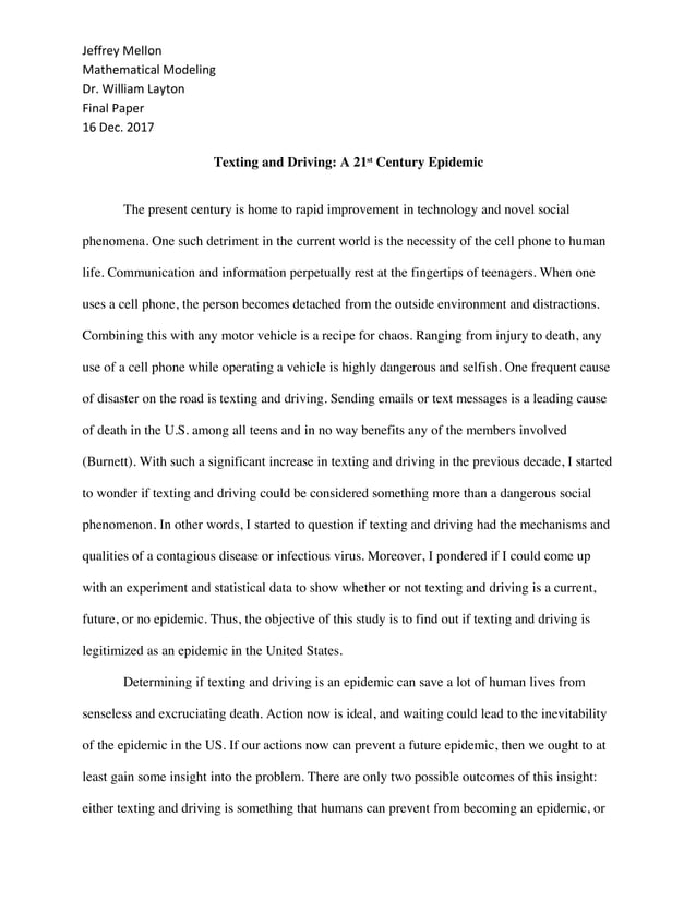 Modeling Texting and Driving as an epidemic | PDF