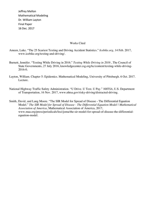 Modeling Texting and Driving as an epidemic | PDF