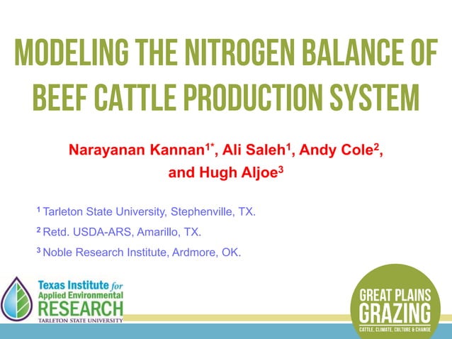 Modeling the nitrogen balance of beef cattle production system | PPTX