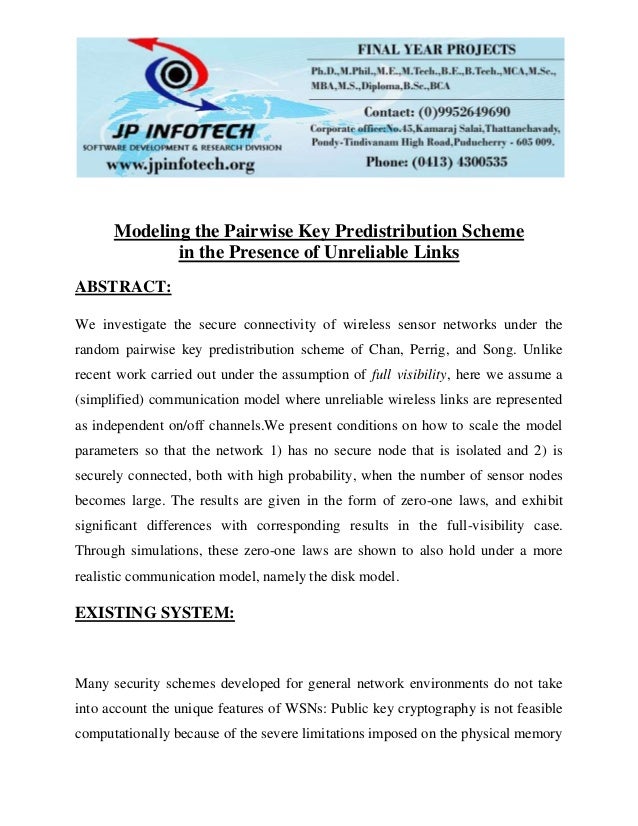 Modeling The Pairwise Key Predistribution Scheme In The Presence Of U
