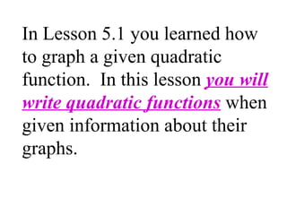 Modeling with quadratic functions | PPT