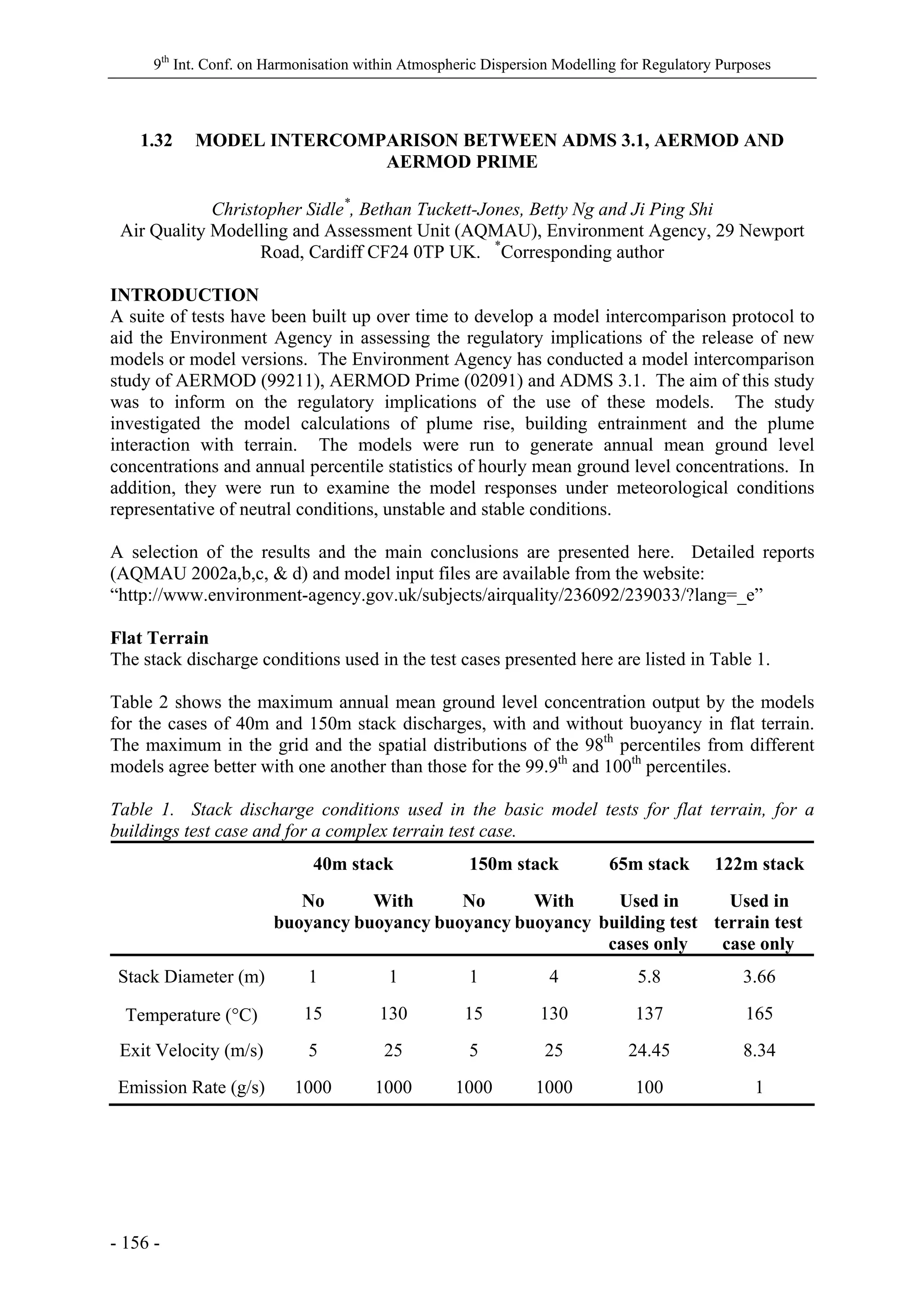 Model Intercomparison Between Adms 3.1, Aermod And Aermod Prime | PDF | Weather | Science