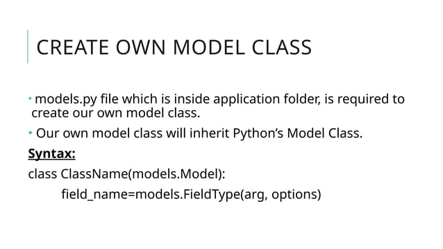 Django Model Create A Table In Django Web Framework Ppt