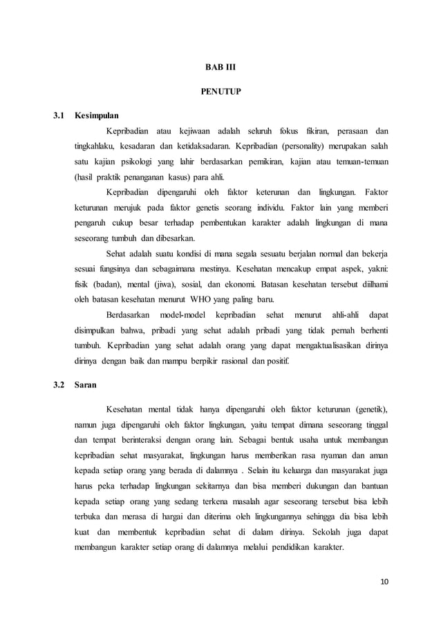 Model kepribdian sehat | DOCX