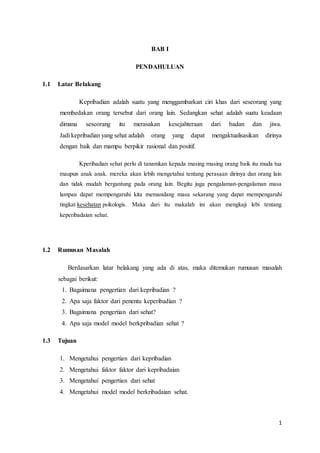 Model kepribdian sehat | DOCX