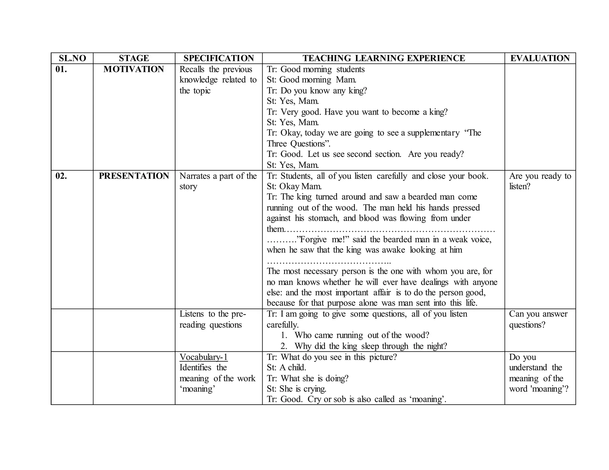 Model lesson plan for B.ed students for the subject english | DOCX