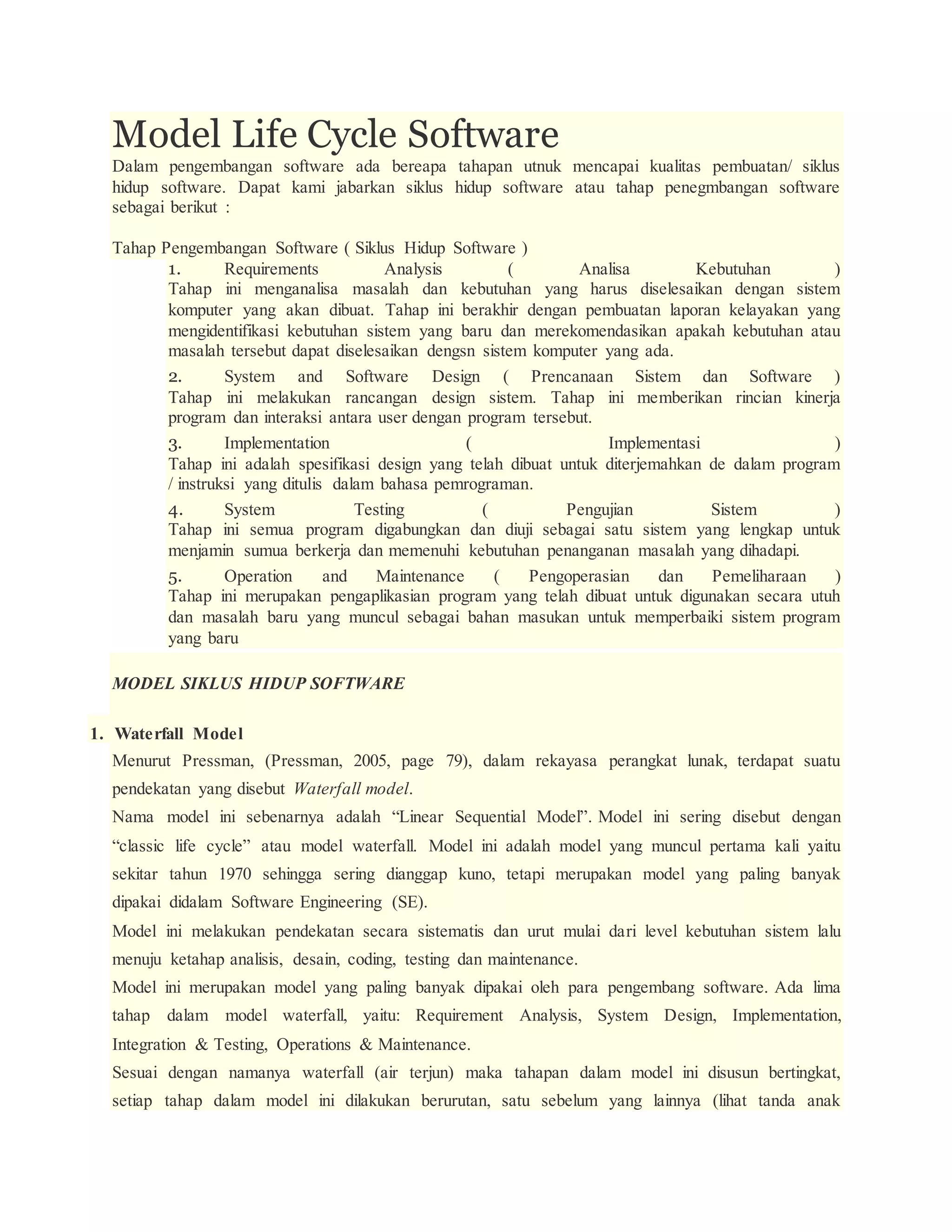 Model life cycle software | PDF