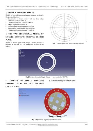 Modelling and analysis of single circular grooves made on dry friction ...