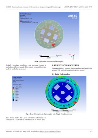 Modelling and analysis of single circular grooves made on dry friction ...