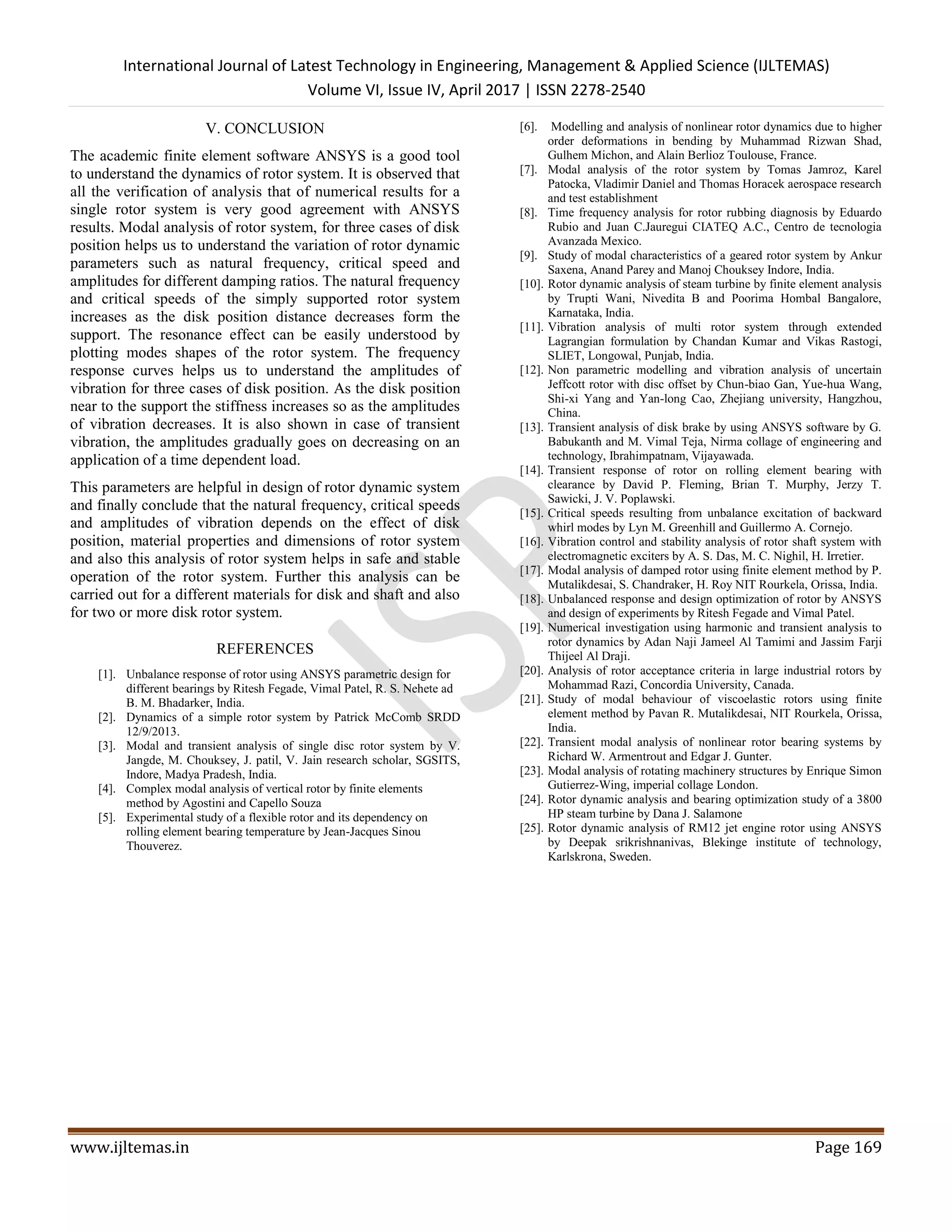 Modelling and simulation of single rotor system | PDF