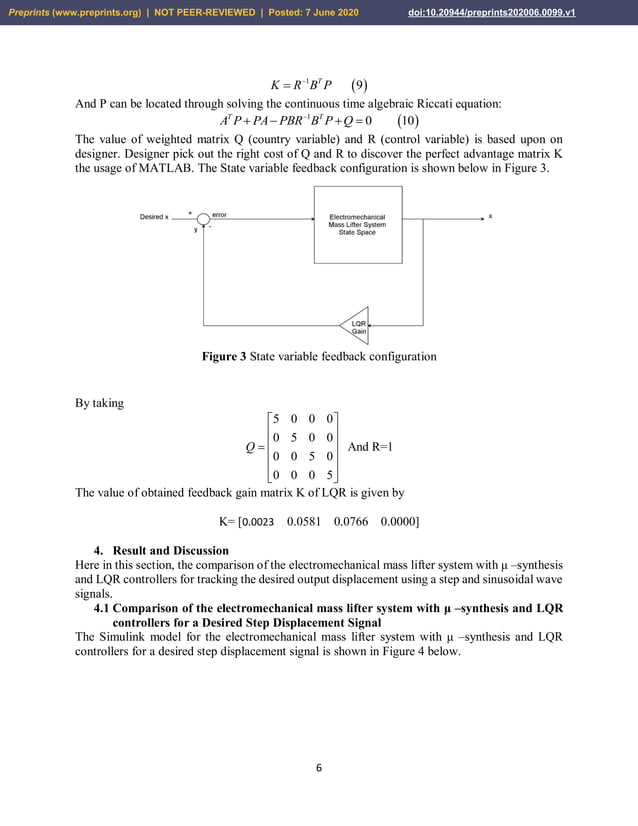 Modelling design and control of an electromechanical mass lifting system using optimal and ...
